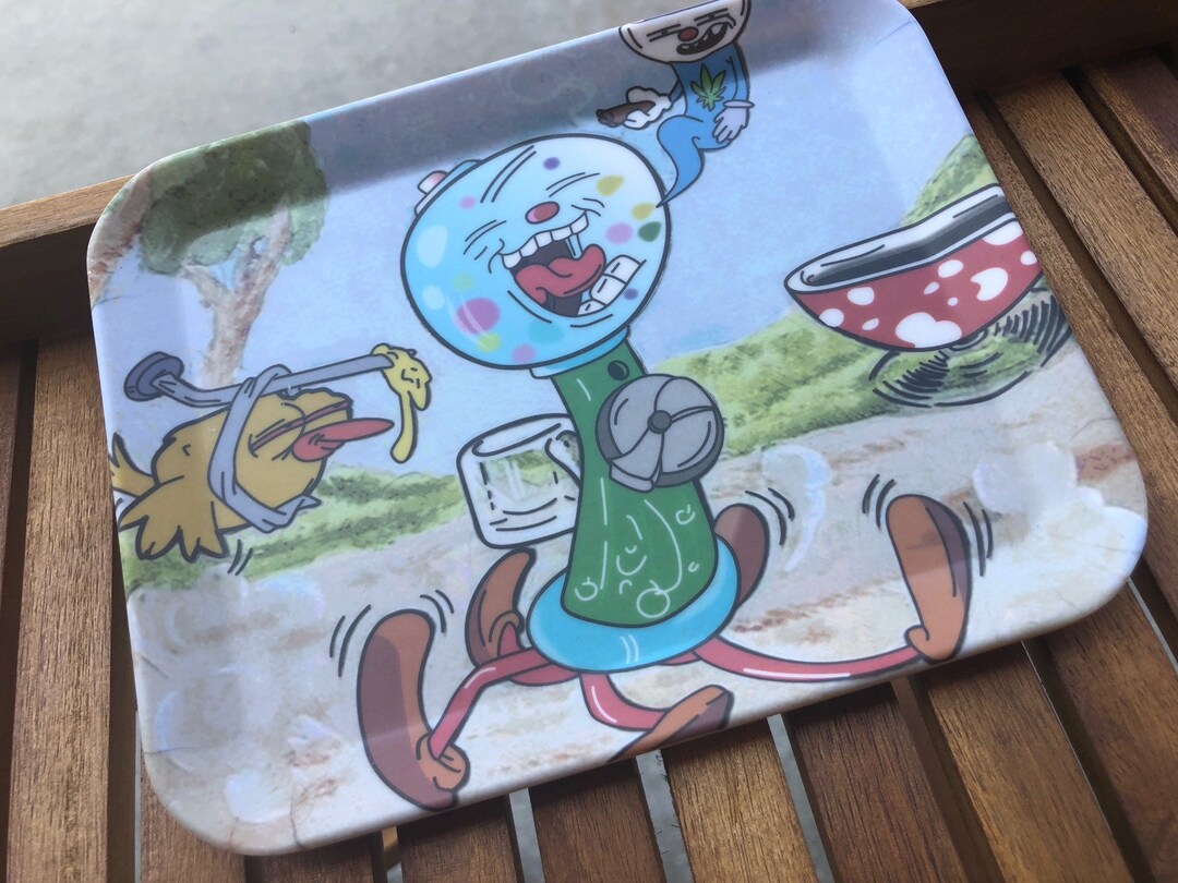 Small Bamboo Rolling Tray Cartoon With Art Work - Etsy