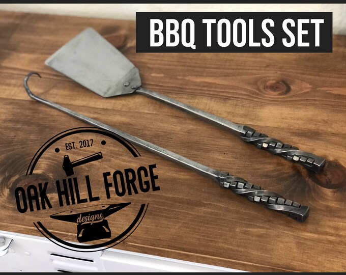 Hand Forged Barbecue Tool Set, Blacksmithed Hand Made BBQ Tool ...