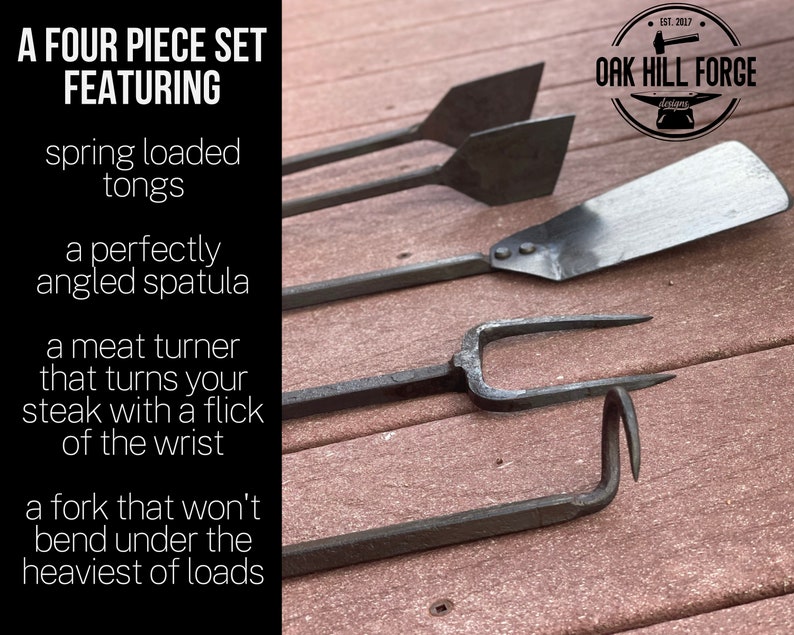 Blacksmithed BBQ Tool Set Hand Forged Barbecue Spatula and - Etsy