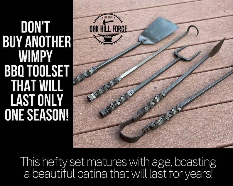Blacksmithed BBQ Tool Set Hand Forged Barbecue Spatula and - Etsy