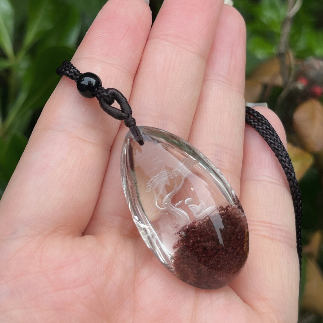 Elegant Brazilian Red Phantom Quartz Pendant Hand Intaglio Meditation ...