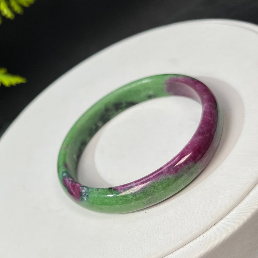 Unique Solid Ruby Zoisite Bangle 54MM High Quality July Birthstone Starlight Multicolor Boho ...