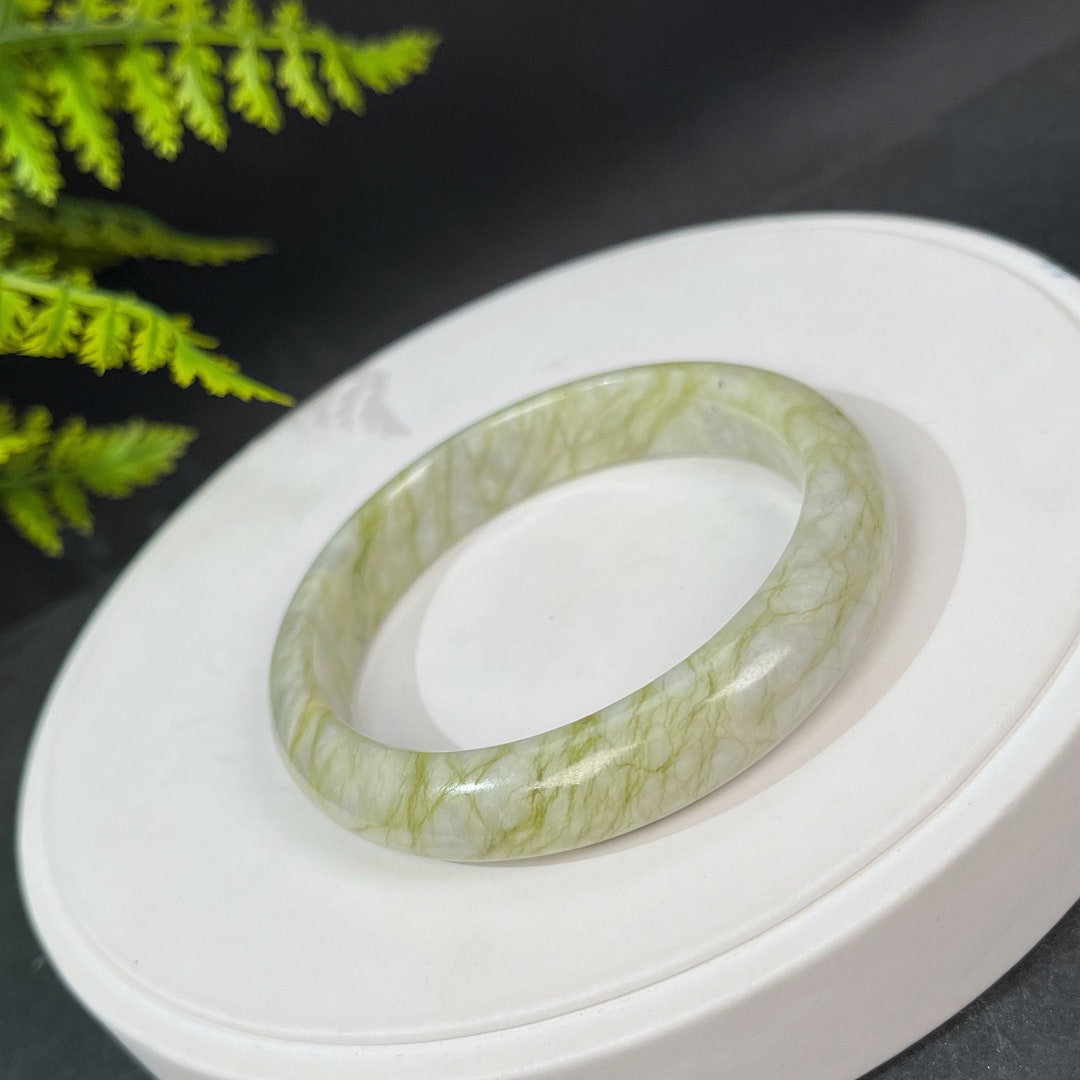 Unique Serpentine Jade Bangle 58MM Mildness Light Yellow Green - Etsy