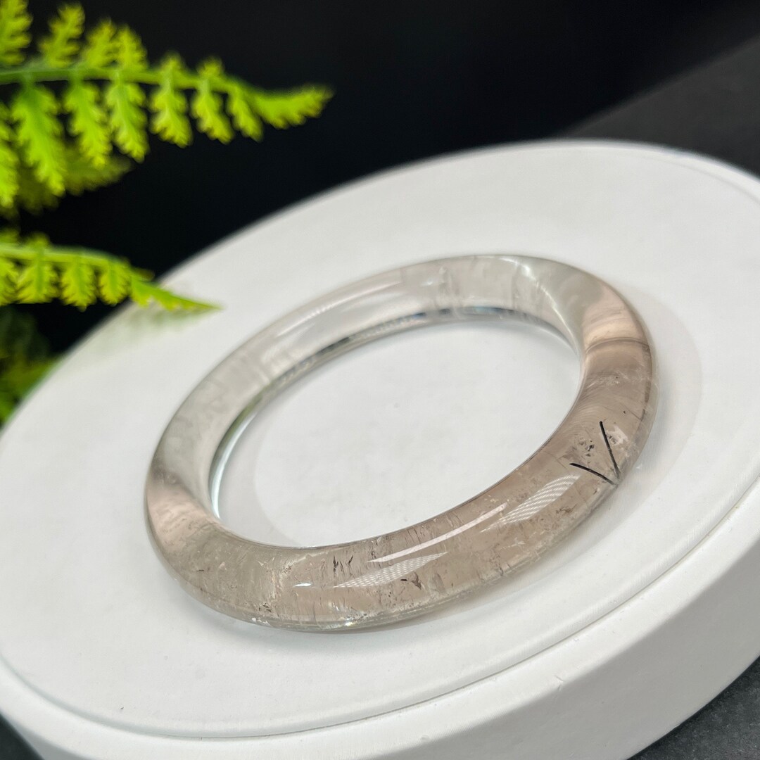 Exquisite Smoky Quartz Bangle 55+MM Flake Ice Transparent Symbiosis ...