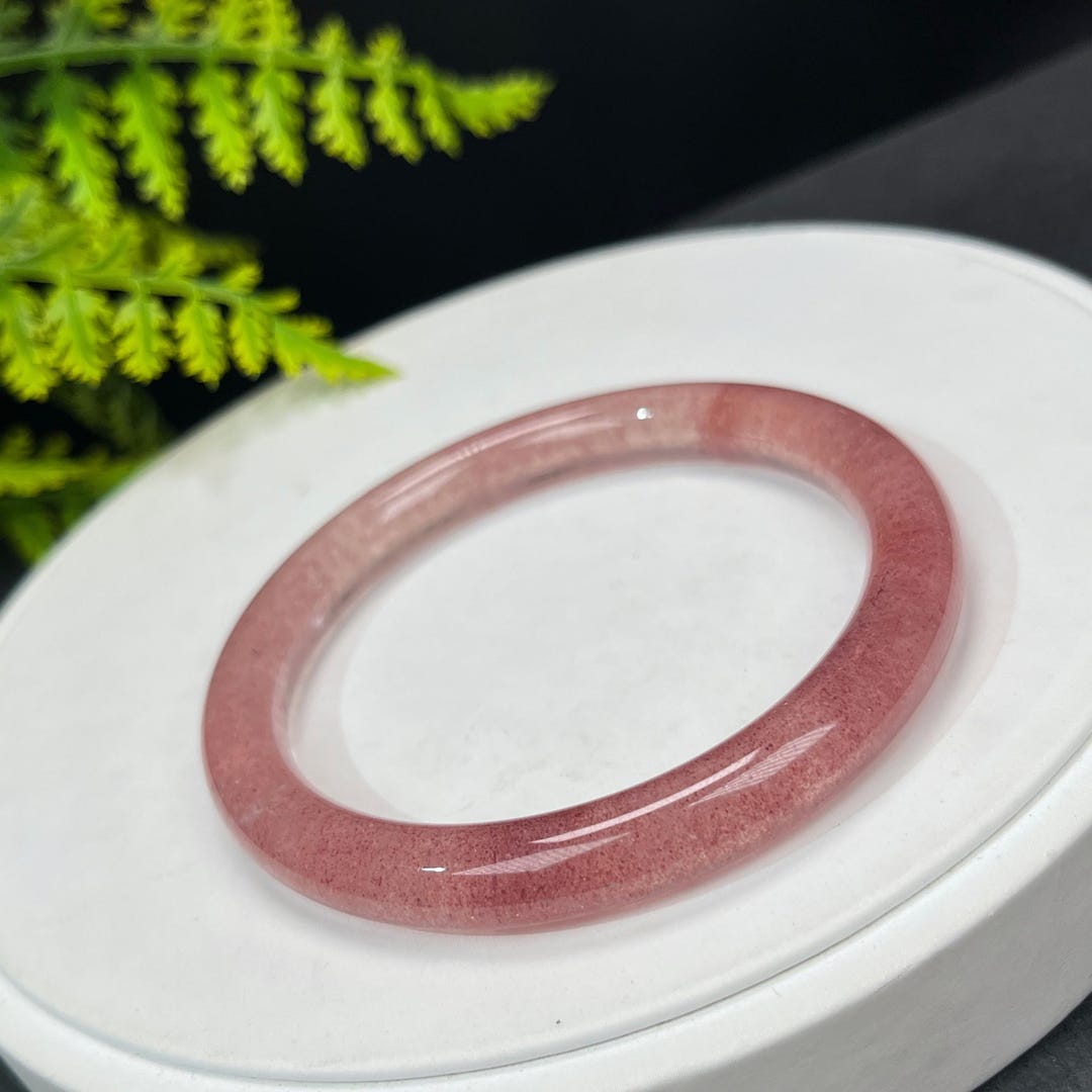 Unique Strawberry Crystal Bangle 60MM Icy Starlight Translucent Round ...