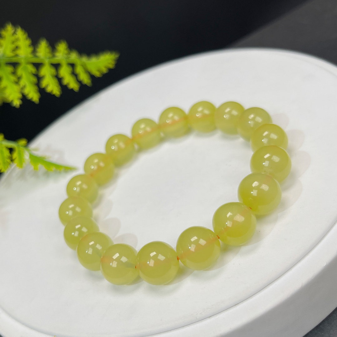 High Quality Australia Golden Prehnite Beaded Bracelet 11mm Genuine Icy ...