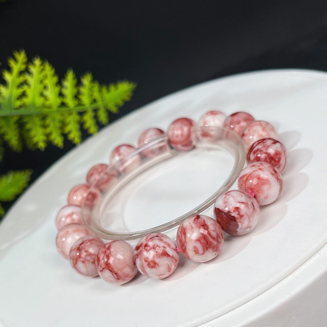 Excellent Natural Cinnabar Raw Ore Beaded Bracelet, 12mm Round Beads ...