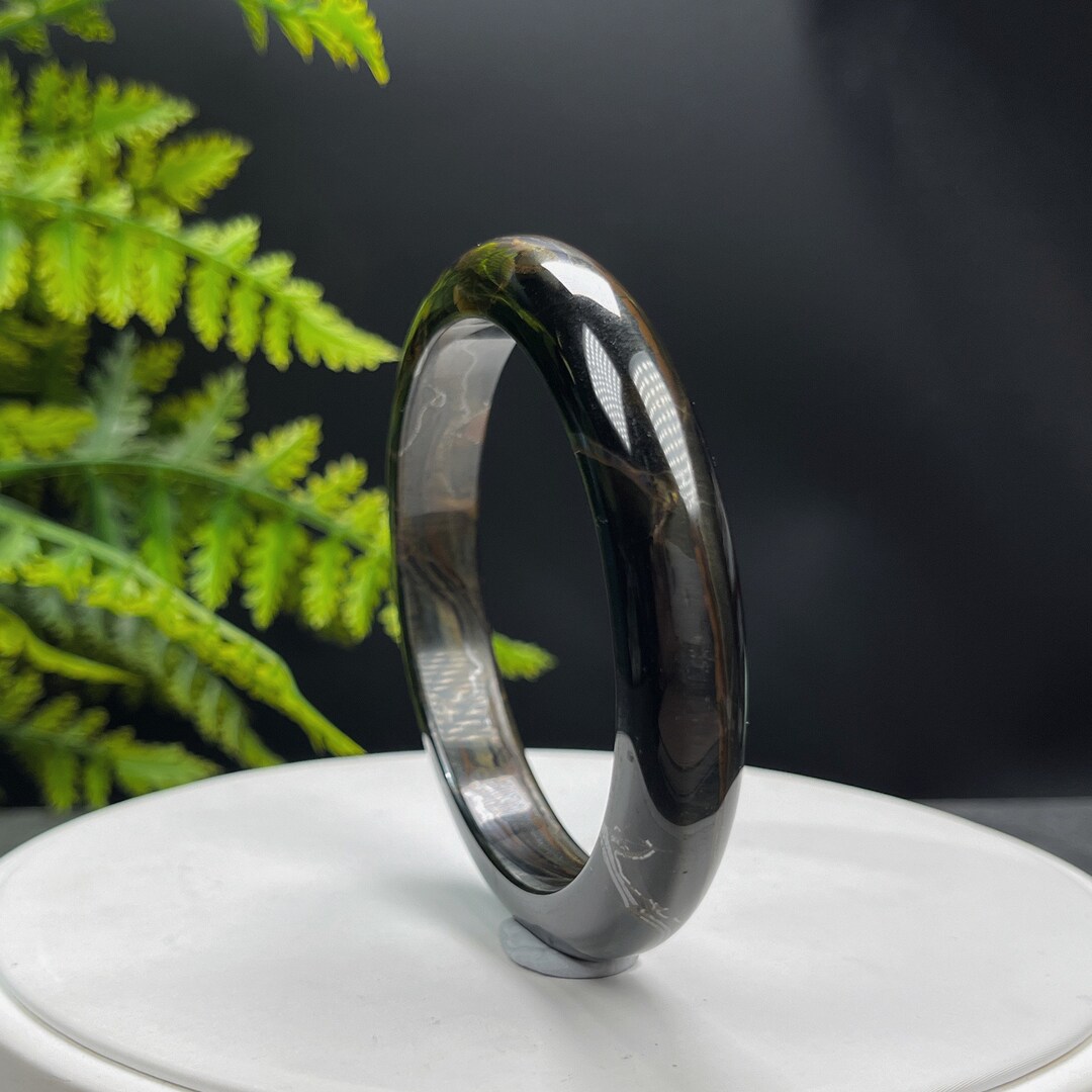 Exquisite Blue Yellow Tiger's Eye Bangle 62MM Floating Flower Blue ...