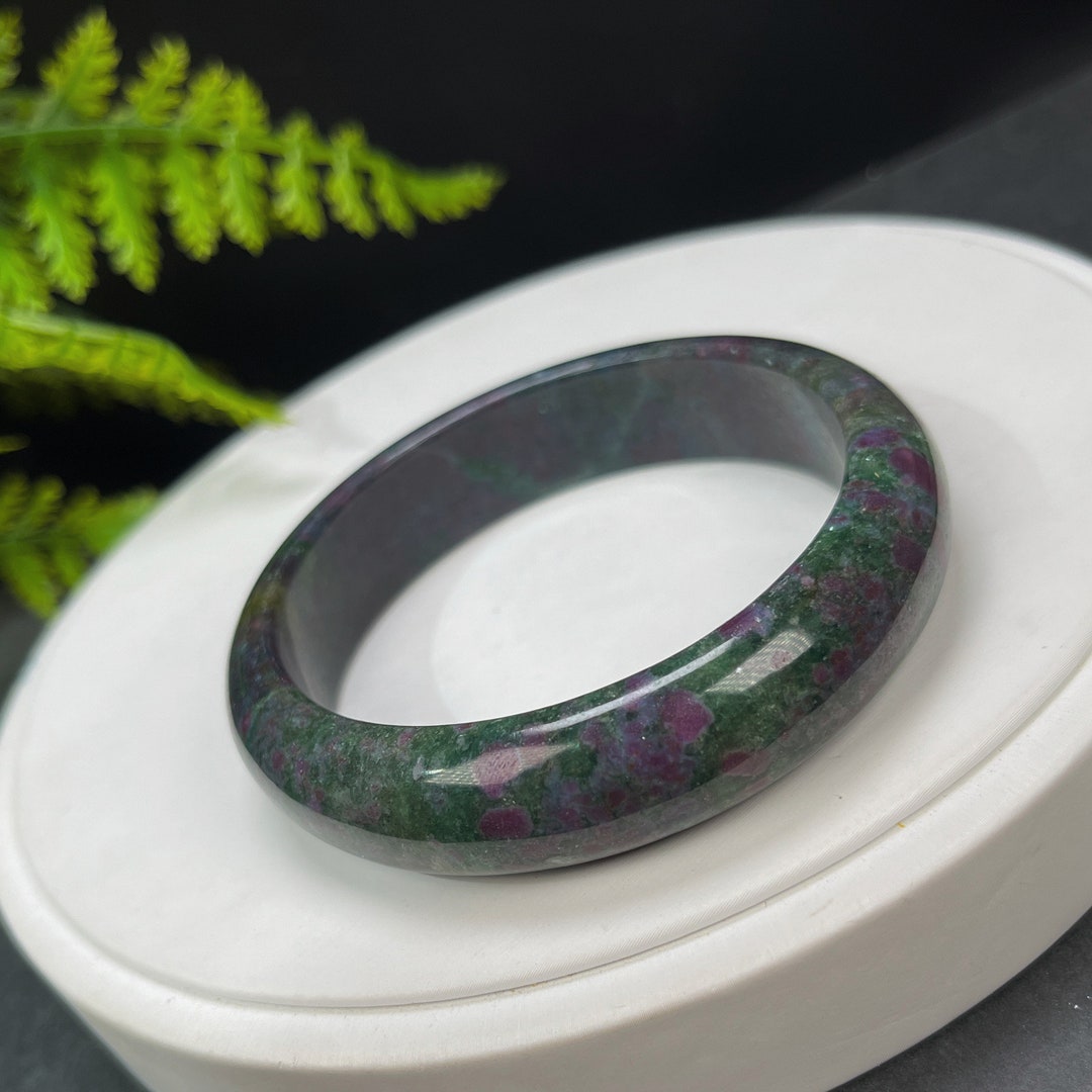 Unique Premium Brazilian Ruby Zoisite Bangle 59MM July Birthstone Multi ...