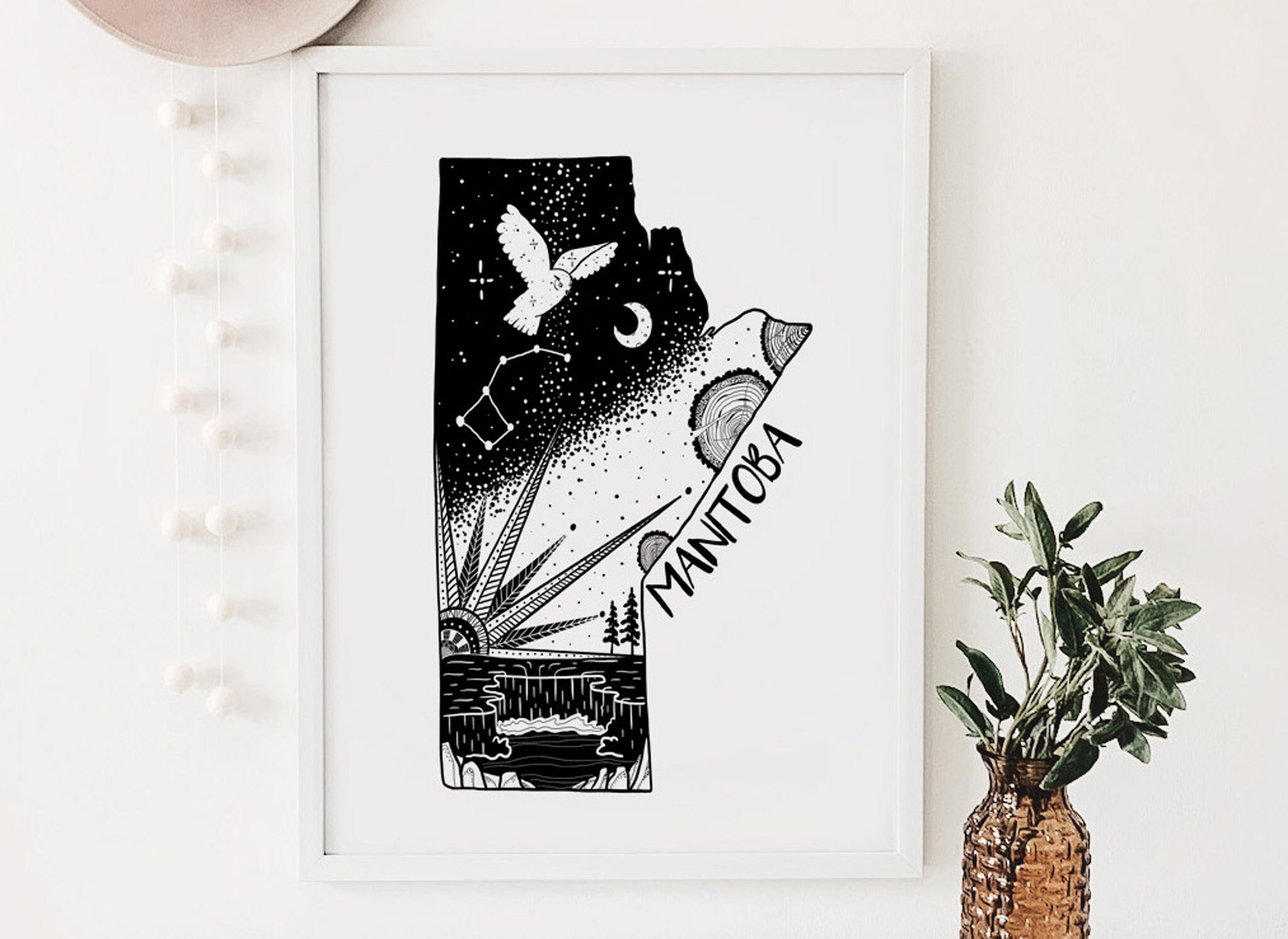 Map of Manitoba Illustrated Poster Canada Poster Art Nature - Etsy