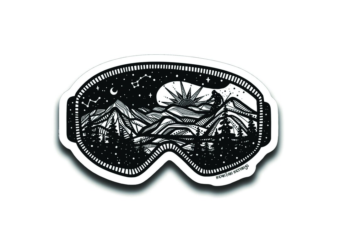 Snow Goggle Stickers, Black and White Sticker, Illustrated Sticker ...