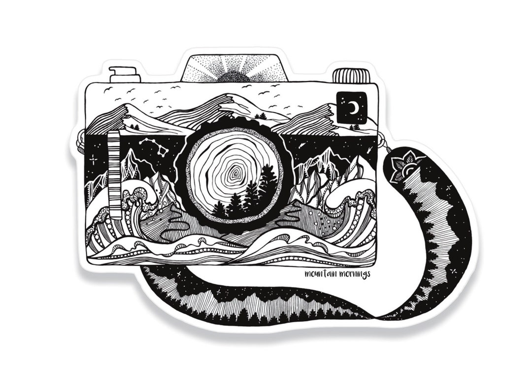 Camera Sticker, Stickers Laptop Aesthetic, Sticker Illustration ...