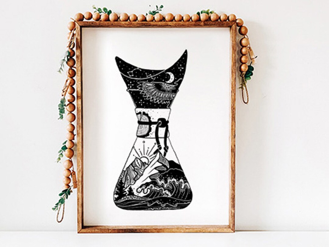 Chemex, Coffee Print, Prints for Framing, Black and White Illustration ...