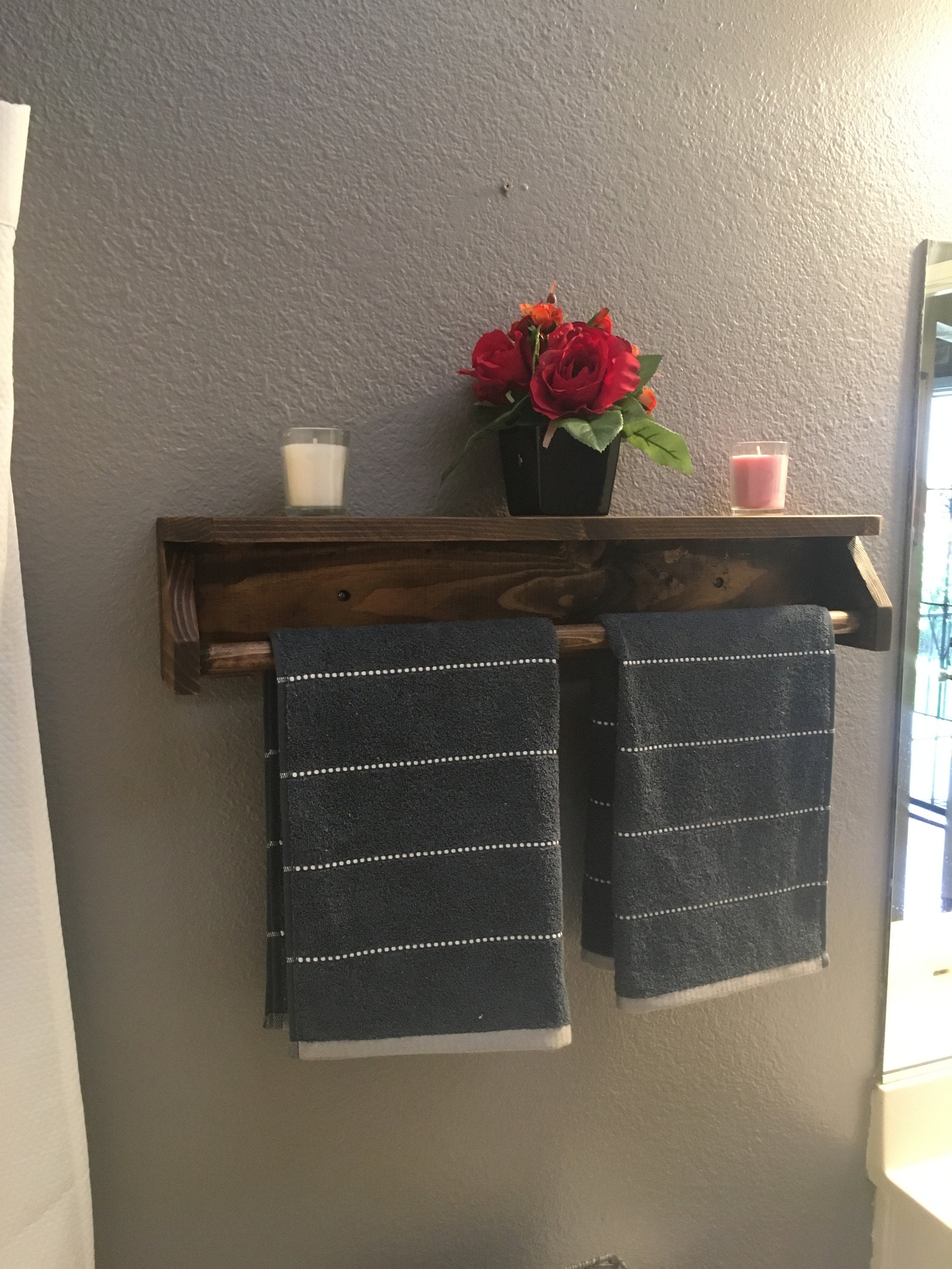 Towel Rack, Wooden Towel Rack, Bathroom Rack, Custom Rustic Wooden ...