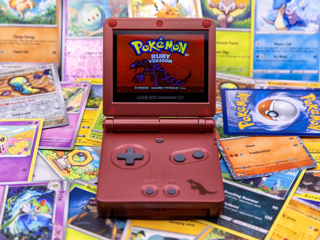 Groudon Ruby Red Game Boy Advance SP Console IPS V5 Screen Refurbished ...