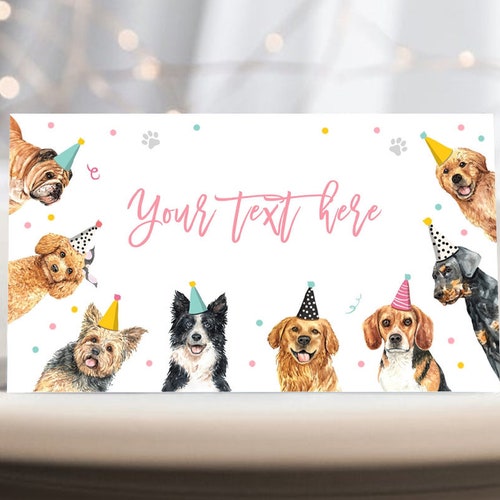 Dog Pawty Food Tent Labels/ PINK Puppy Paw Party Printable - Etsy