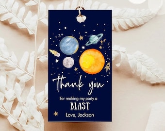Editable Outer Space Favor Tags Space Birthday Thank You Label Galaxy ...