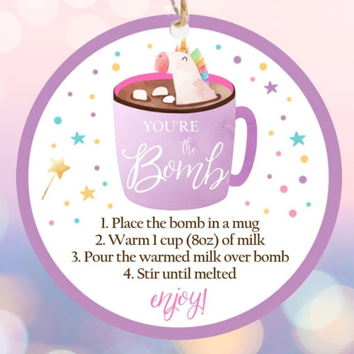 Christmas Gift Tags Hot Cocoa Bomb Hot Chocolate Recipe Tag | Etsy