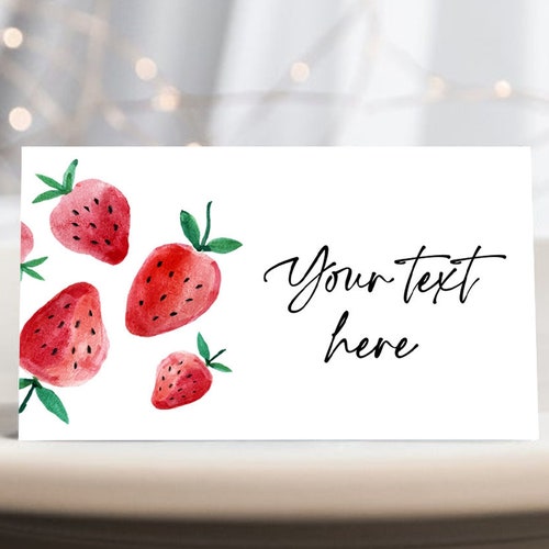 Editable Strawberry Food Labels Strawberry Birthday Party - Etsy