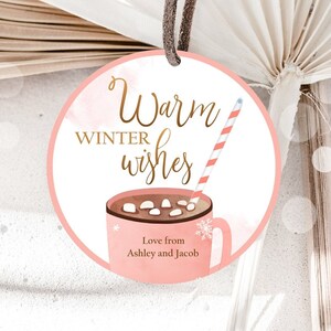 Editable Warm Wishes Tag Personalized Christmas Favors Tag Hot Cocoa ...