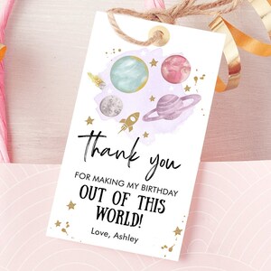 Editable Outer Space Favor Tags Space Birthday Thank You Label Galaxy ...