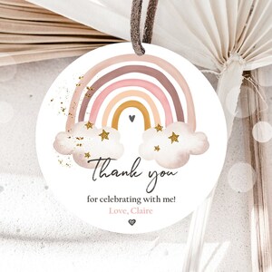 Editable Rainbow Favor Tags Rainbow Birthday Party Thank You Tags Boho ...
