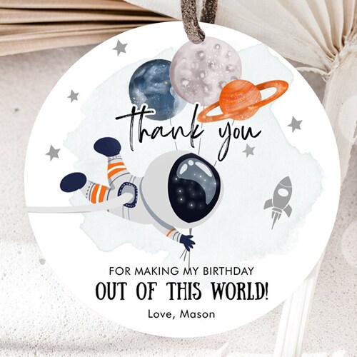 Editable Outer Space Favor Tags Space Birthday Thank You | Etsy