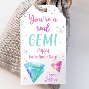 Editable Valentine Tags You're a Gem Valentine's Tag School Kid's ...