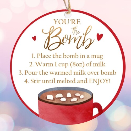 Hot Chocolate Bomb Tags Hot Cocoa Bomb Instructions Favor Tag | Etsy