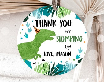 PRINTABLE Dinosaur Thank You Tag. Editable Boy Birthday Dino - Etsy