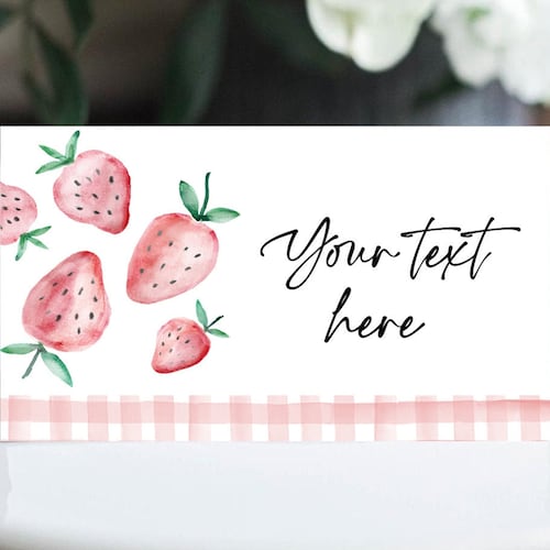 Editable Strawberry Food Labels Strawberry Birthday Party - Etsy