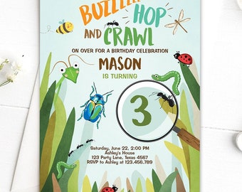 Editable Bug Birthday Invitation Insect Party Bugging Outdoor Backyard ...