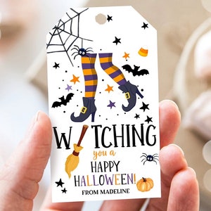 Editable Halloween Favor Tags Witching You a Happy Halloween Trick or ...