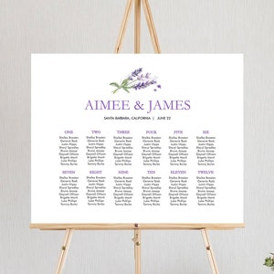 Editable Lavender Seating Chart Wedding Seating Sign Greenery - Etsy