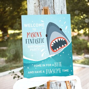 Editable Shark Welcome Sign Shark Birthday Sign Under the Sea ...