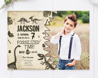 Paleontology Birthday Party Invitation Template - Etsy