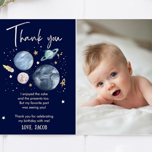Printable Outer Space Thank You Note Card Printable First - Etsy