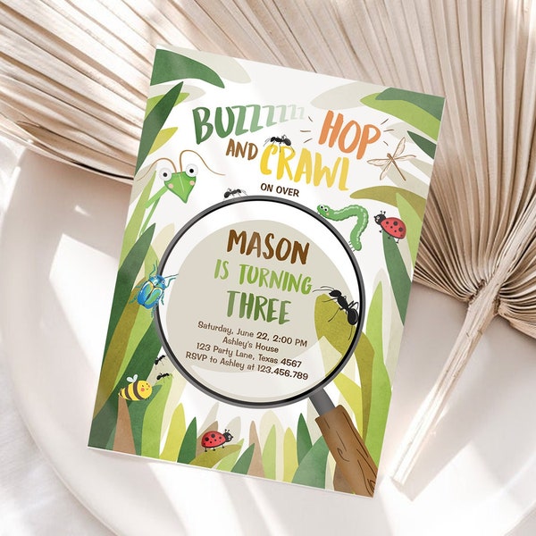 Bug 4th Birthday Invitation - Etsy