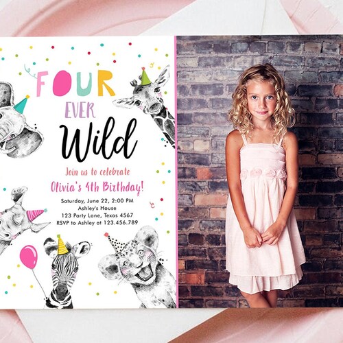 Four Ever Wild Birthday Sign Party Fourth Birthday 4th Safari - Etsy