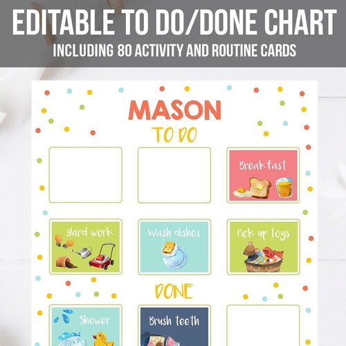 Editable Visual Schedule Kids Daily Routine Chart 80 Cards - Etsy
