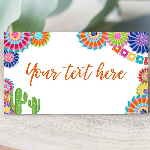 Editable Fiesta Cactus Food Labels Fiesta Party Place Card - Etsy