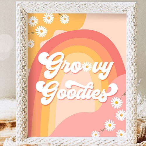 Retro Daisy Birthday Party Groovy Goodies Sign Groovy Floral - Etsy