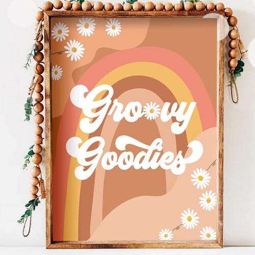 Retro Daisy Birthday Party Groovy Goodies Sign Groovy Floral - Etsy