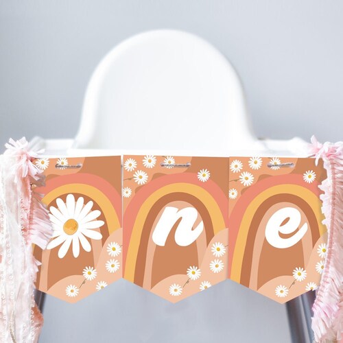 Editable Groovy ONE Retro Photo Banner First Birthday Boho - Etsy