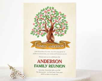 Family Reunion Invitation Template Family Tree Party Printable | Etsy