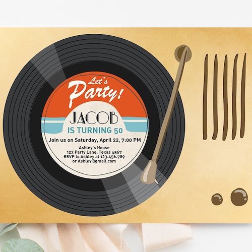 Vinyl Record Invitation music Invite. Editable PDF. - Etsy
