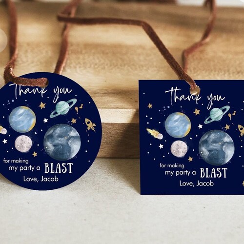 Editable Outer Space Favor Tags. Space Birthday Thank You | Etsy