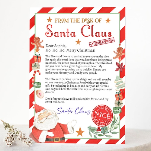 EDITABLE Letter From Santa Printable Santa Letter North Pole - Etsy