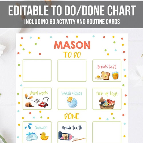 Editable Visual Schedule Kids Daily Routine Chart 80 Cards - Etsy
