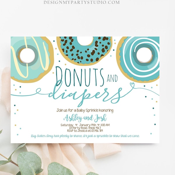Donuts and Diapers Baby Shower Invitation - Etsy